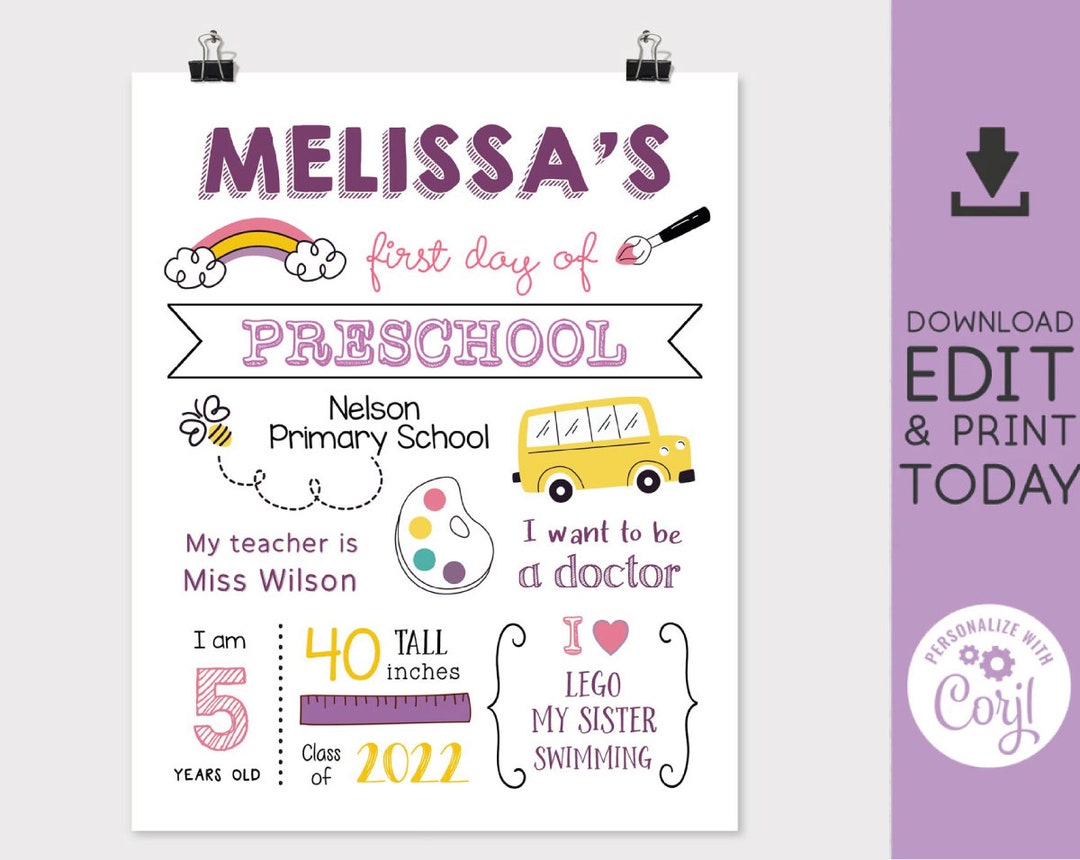 Editable Back to School Sign, First/last Day of School Sign, Printable ...