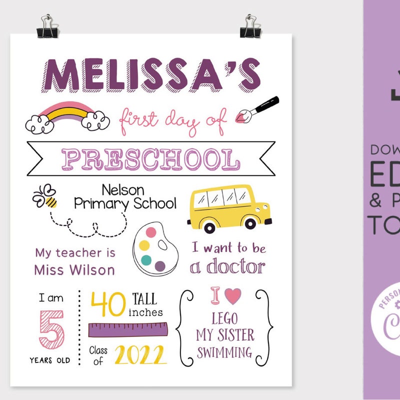 Editable School Sign - Etsy