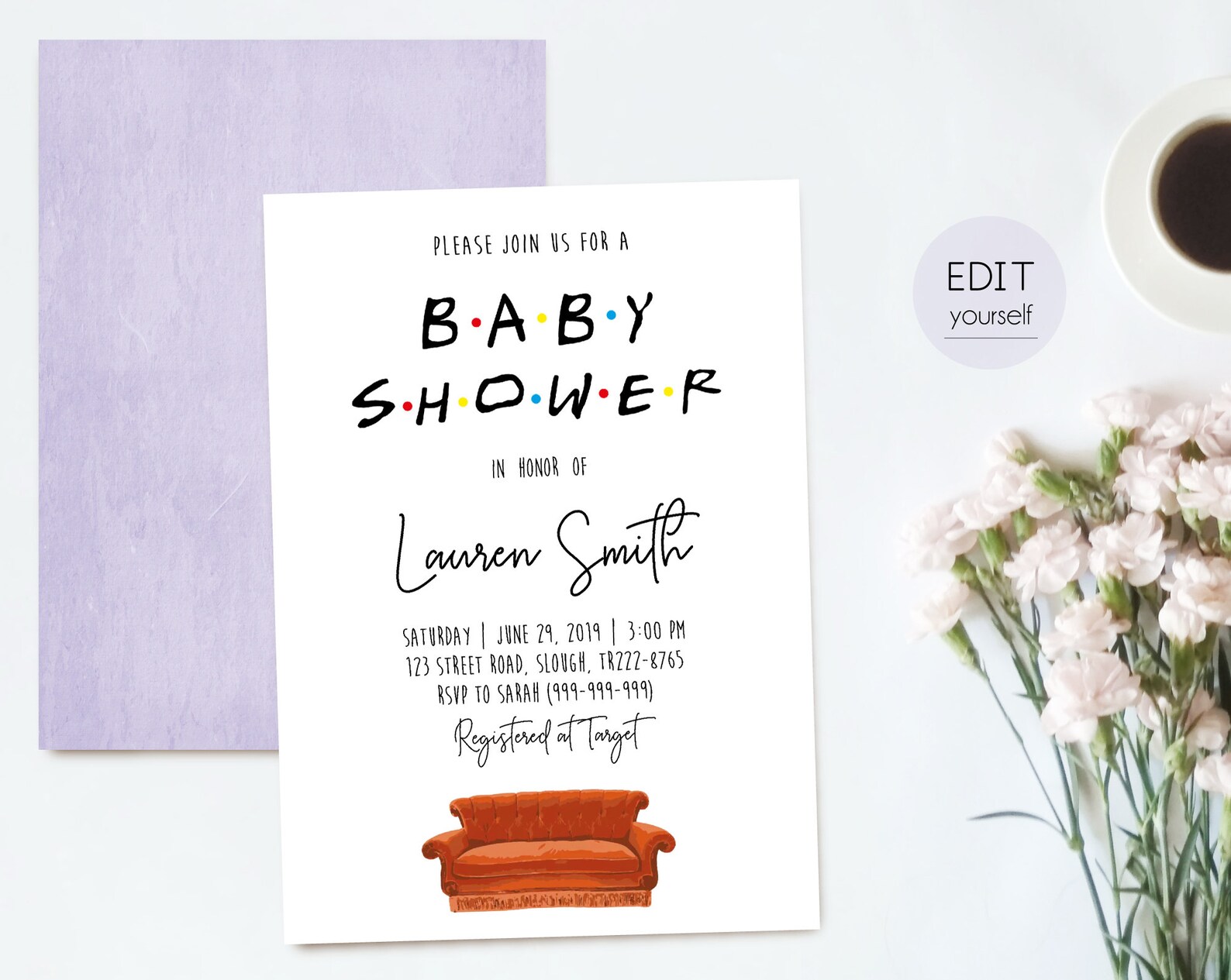 FRIENDS TV Show Baby Shower Invitation Editable Baby Shower - Etsy