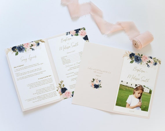 Editable Baptism Program Printable Digital Handout Girl - Etsy