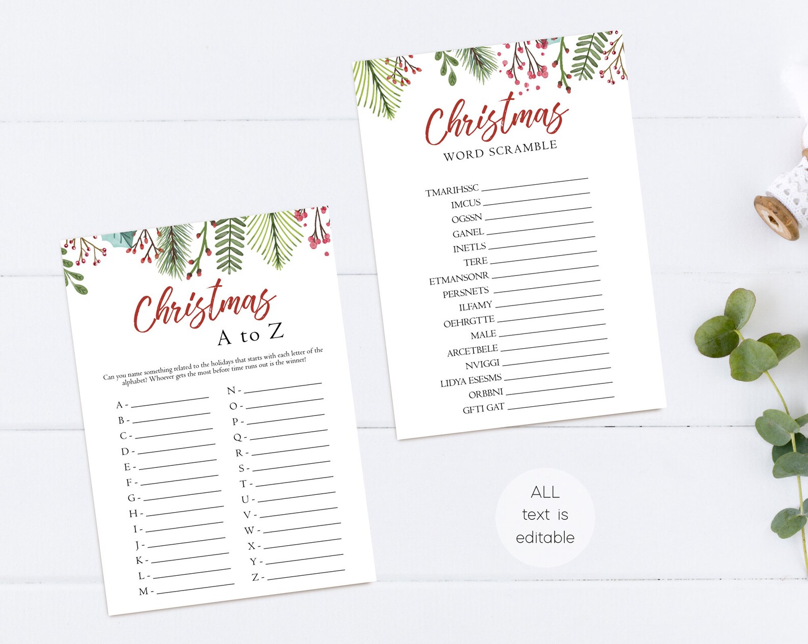Christmas Games, Editable Christmas Games, Christmas Games Printable ...