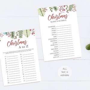 Christmas Games, Editable Christmas Games, Christmas Games Printable ...