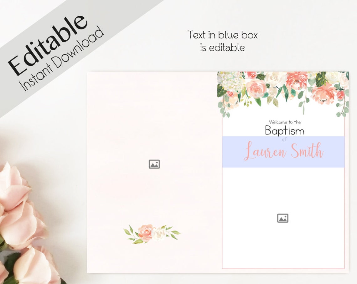Baptism Program Editable PDF Printable Digital Handout Girl | Etsy UK