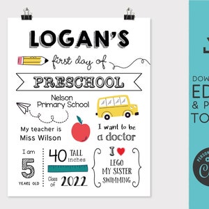 Editable Back to School Sign 2025, First/last Day of School Sign ...