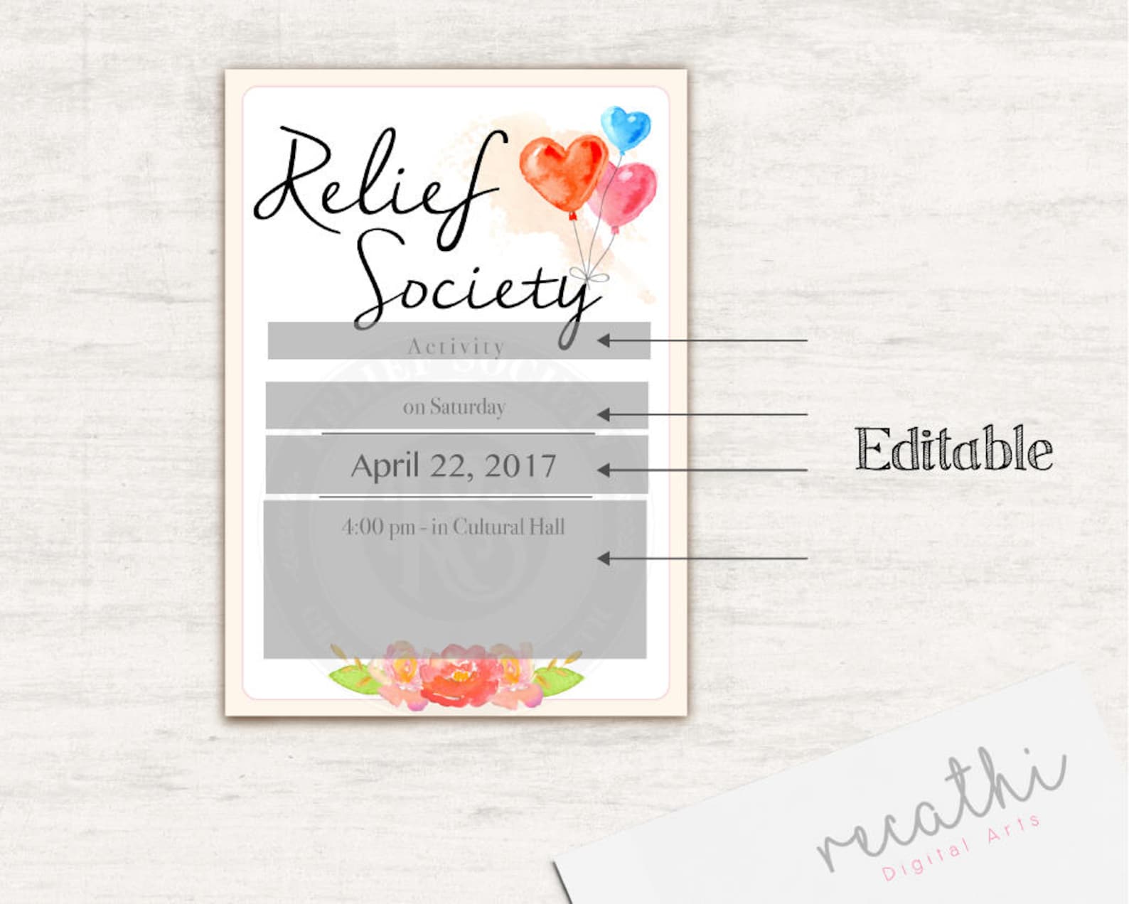 Relief Society Invitation Editable PDF LDS Relief Society - Etsy