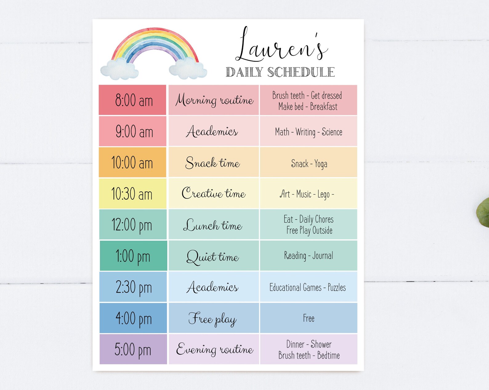 Editable Home School Daily Planner, Editable Daily Routine Schedule ...
