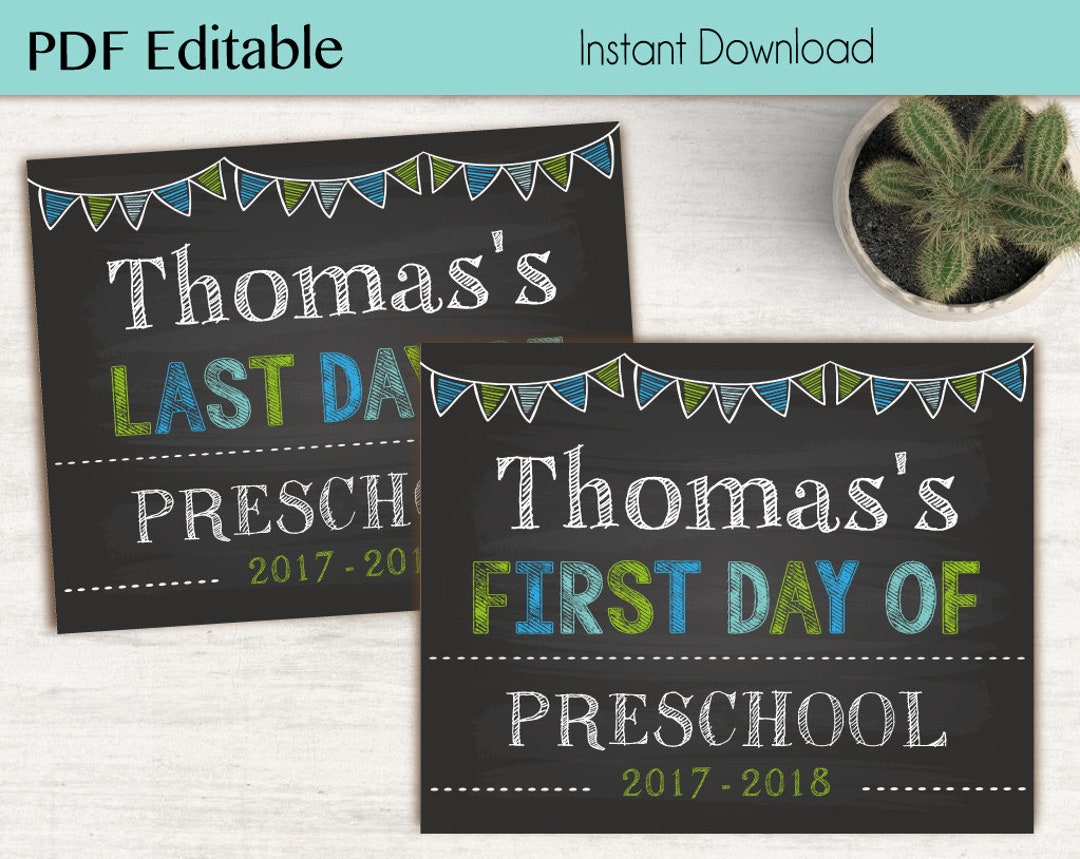 First Day of School / Last Day of School Chalkboard Print, Editable ...