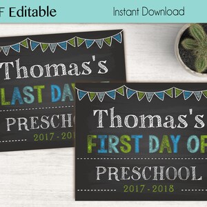 First Day of School / Last Day of School Chalkboard Print, Editable ...