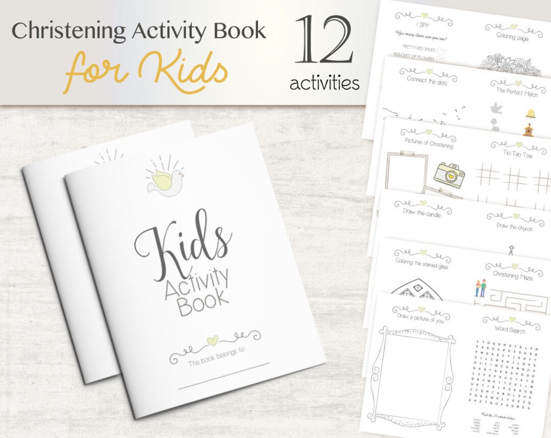 Kids Activity Pack Christening Children Activities Book, Book Kids ...
