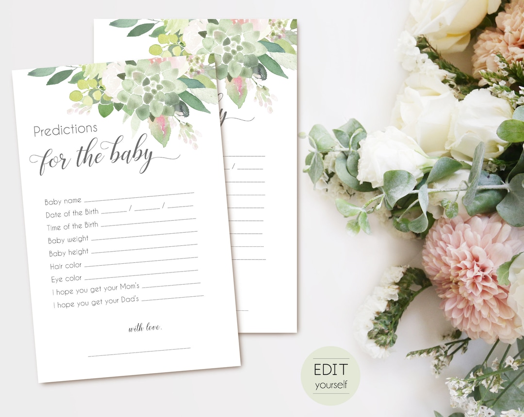 Editable Baby Predictions Card, Predictions for Baby Printable, Baby ...