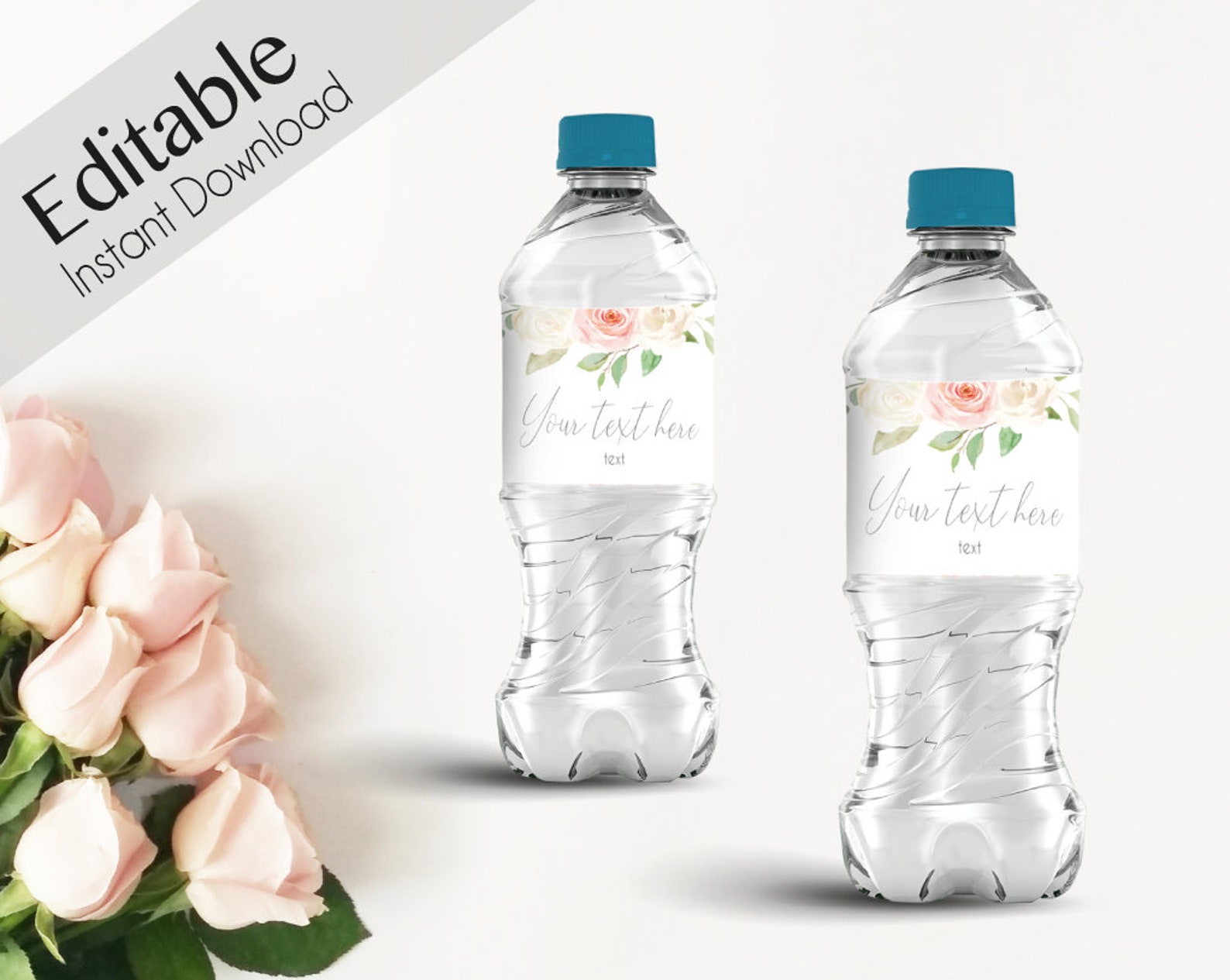 Water Bottle Wrapper Template Bridal Shower Baby Shower - Etsy