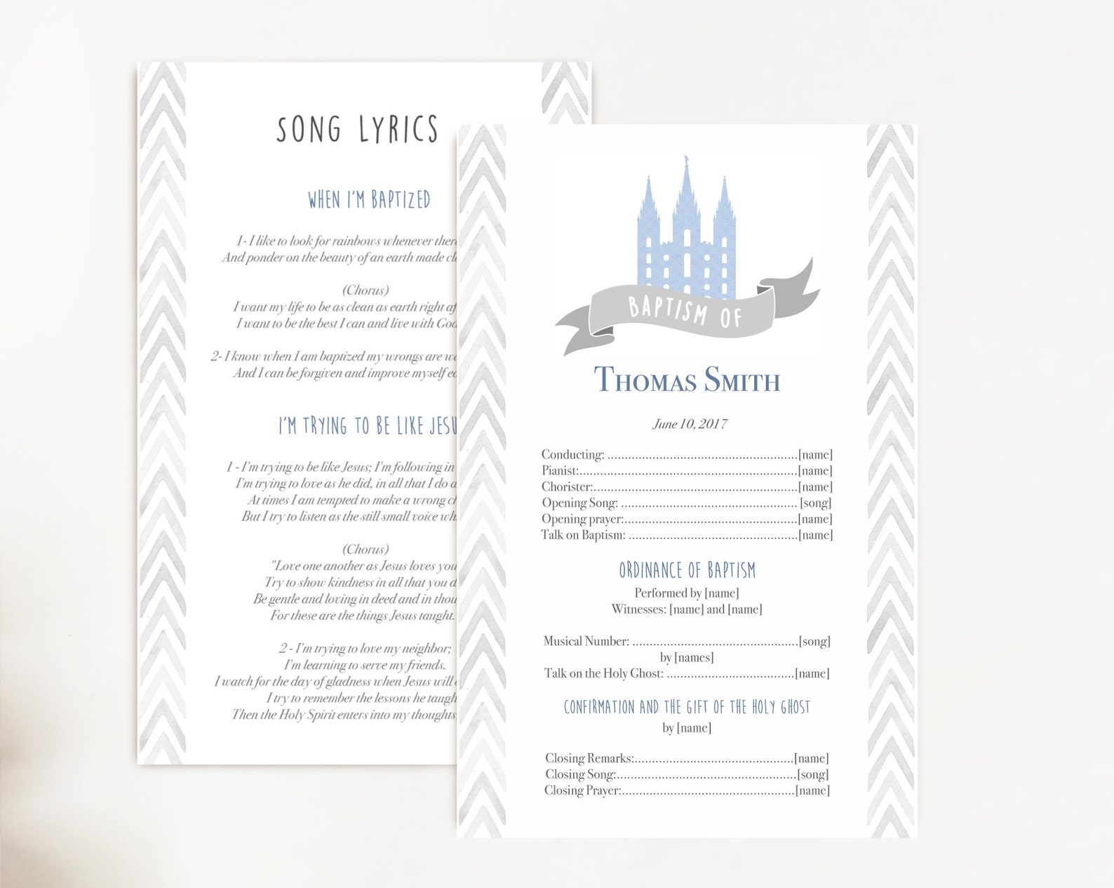 Baptism Program, Editable PDF, LDS Printable Digital Handout Boy ...