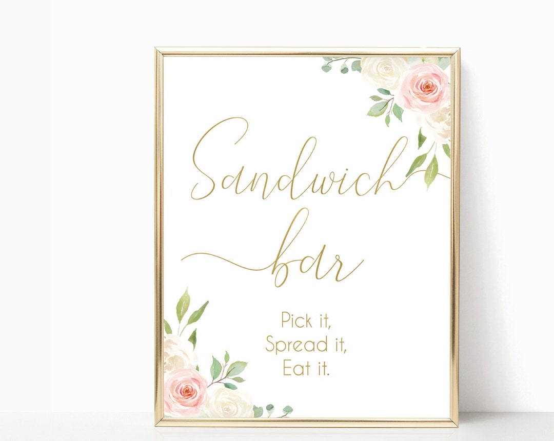 Sandwich Bar Sign, Food Station Sign, Bridal Shower Decor, Baby Shower ...