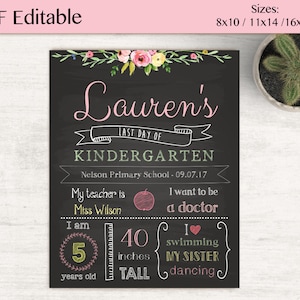 Last Day of School Sign Editable, Last Day of School Chalkboard, DIY ...