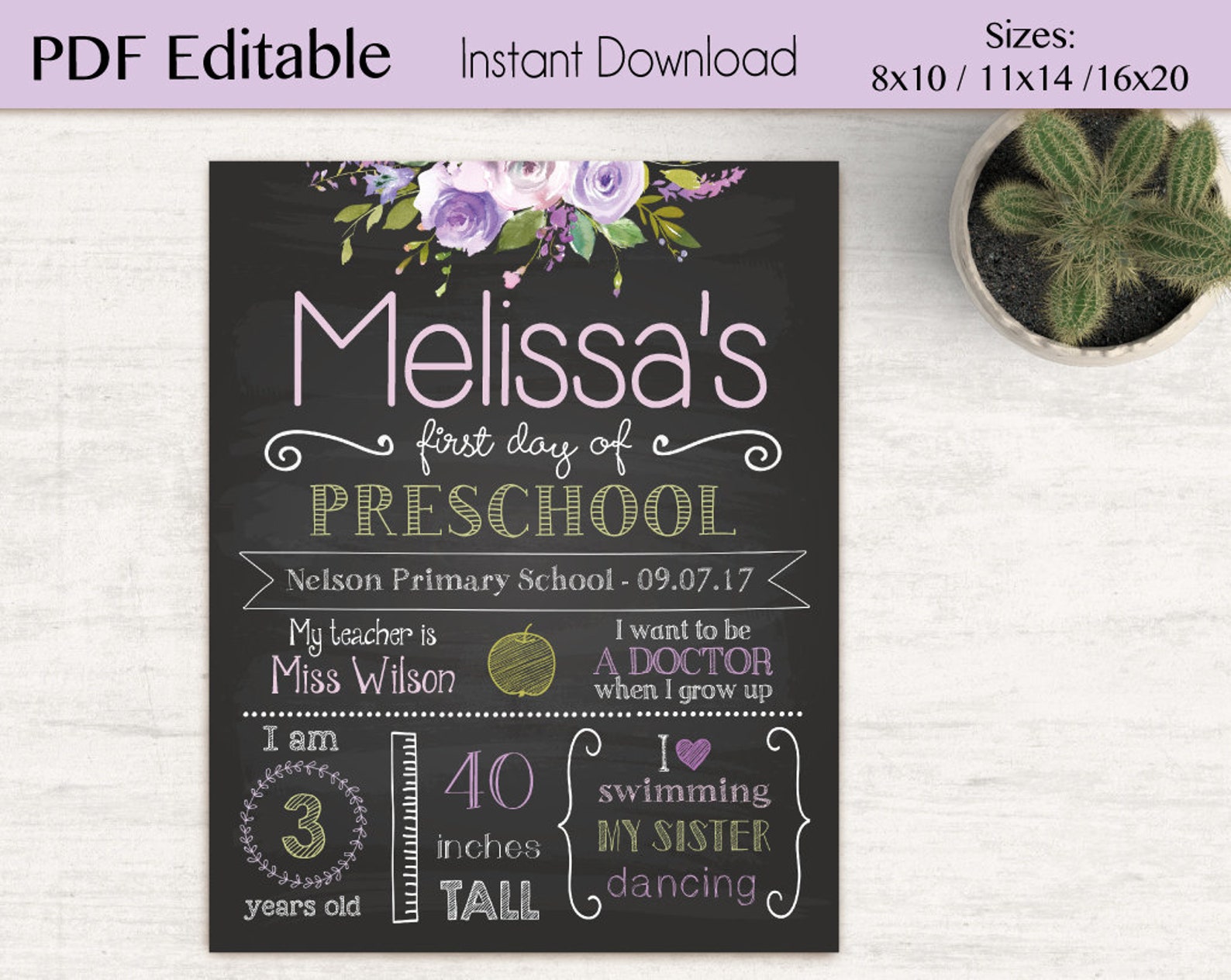 First/last Day of School Sign Editable, Editable Back of School ...