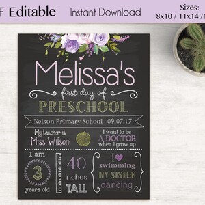 First/last Day of School Sign Editable, Editable Back of School ...