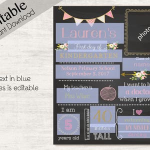 First Day of School/last Day Chalkboard Print, Editable Text, DIY, Art ...