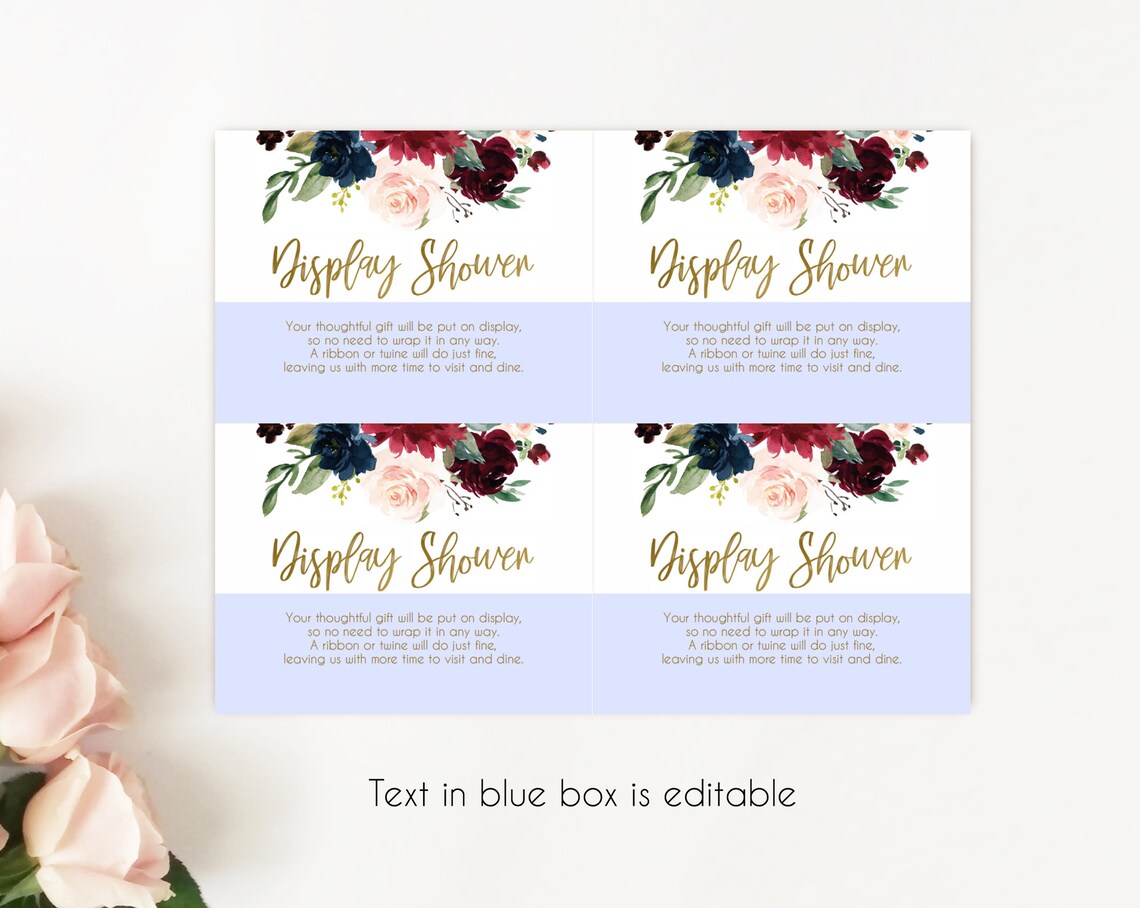 Display Shower Card Editable Display Card Printable Bridal | Etsy