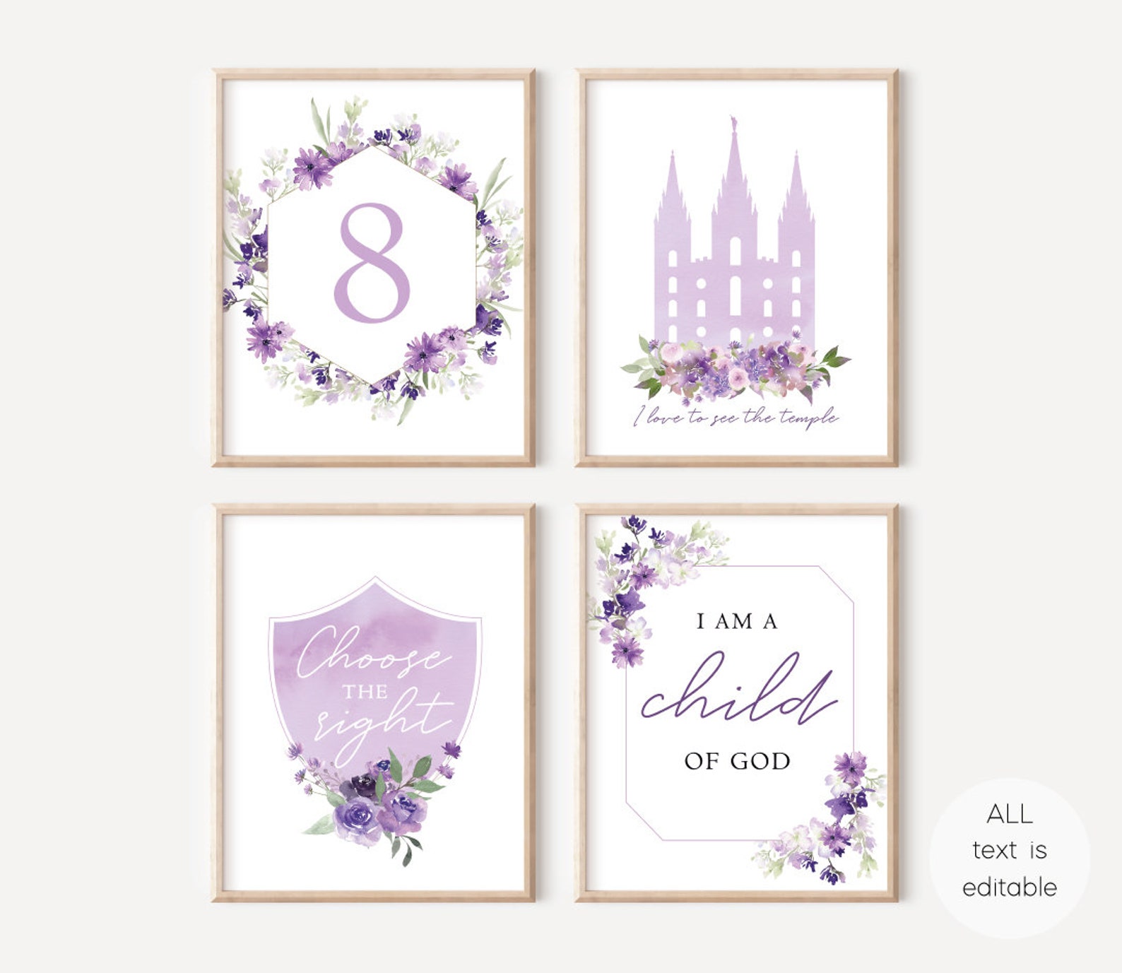 Editable LDS Baptism Program, Purple Floral Poster (instant Download ...
