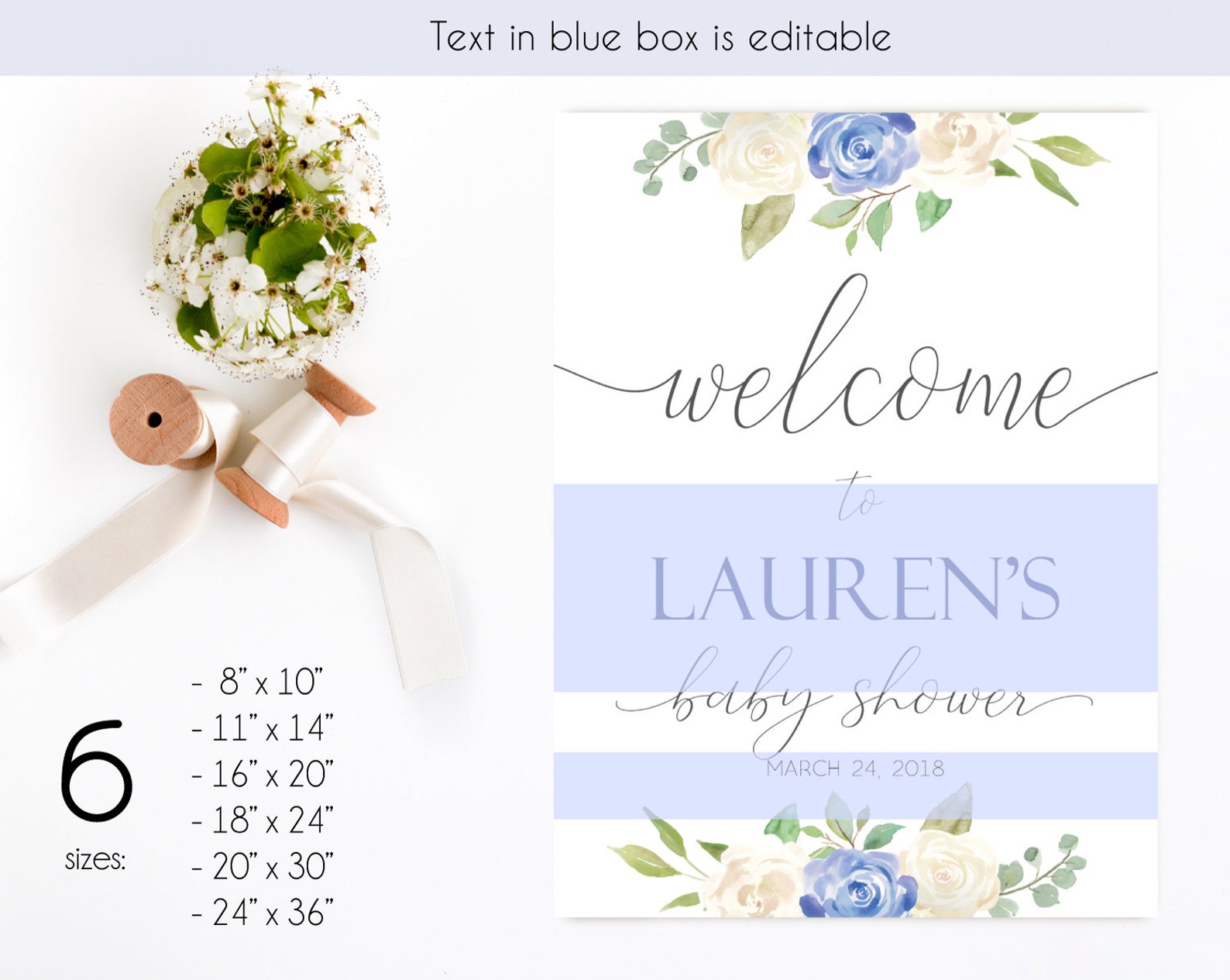 Welcome Sign Baby Shower Template Baby Shower Editable PDF | Etsy