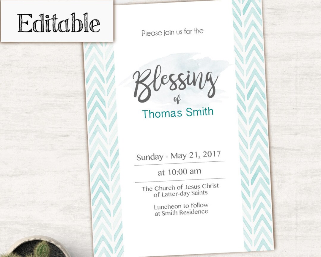 Blessing Invitation, Editable PDF, Boy Editable File, Boy Invitation ...