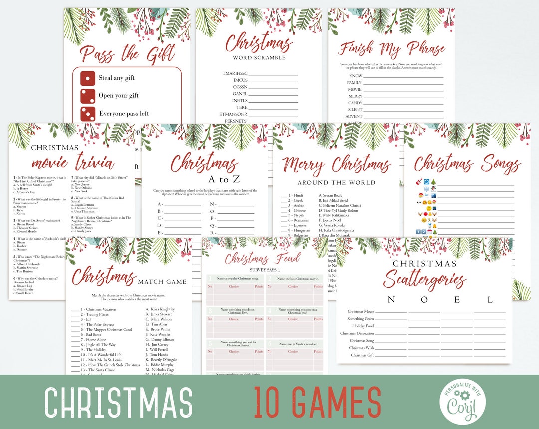 Christmas Games, Editable Christmas Games, Christmas Games Printable ...