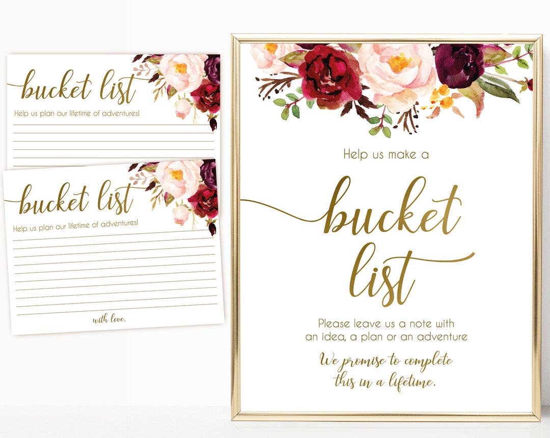 Wedding Bucket List, Bucket List Wedding, Bucket List Guest Book ...