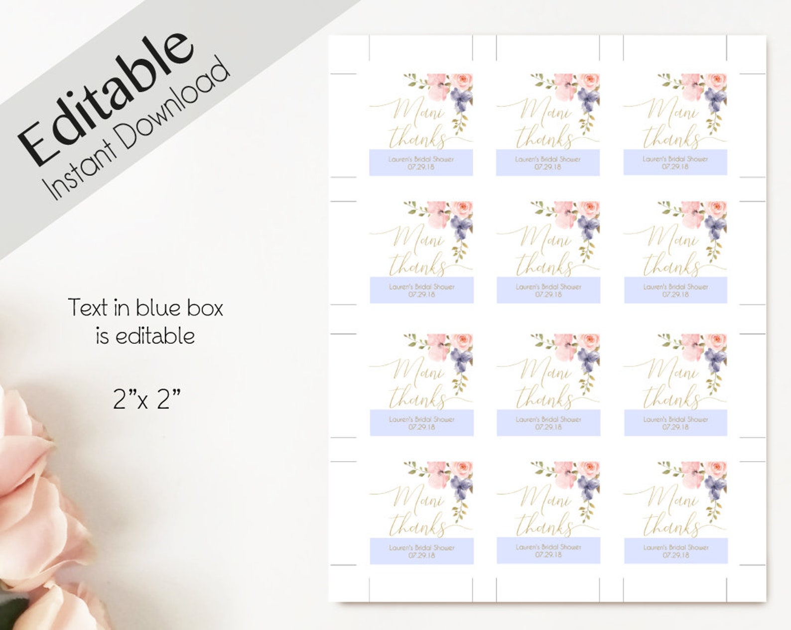 Editable Mani Thanks Tags, Bachelorette Party Tags, Nail Polish Tags ...