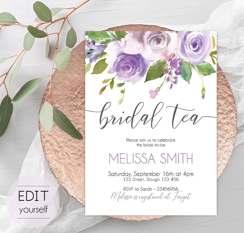 Bridal Tea Invitation, Editable PDF, Bridal Shower Printable, Floral ...