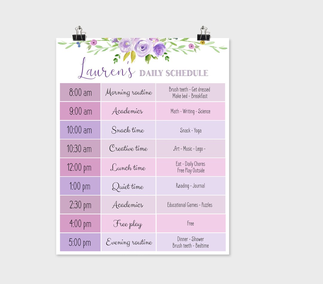 Editable Home School Daily Planner, Editable Daily Routine Schedule ...