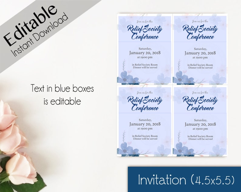 Editable Relief Society Invitation, Poster, Bookmark (digital Printable ...