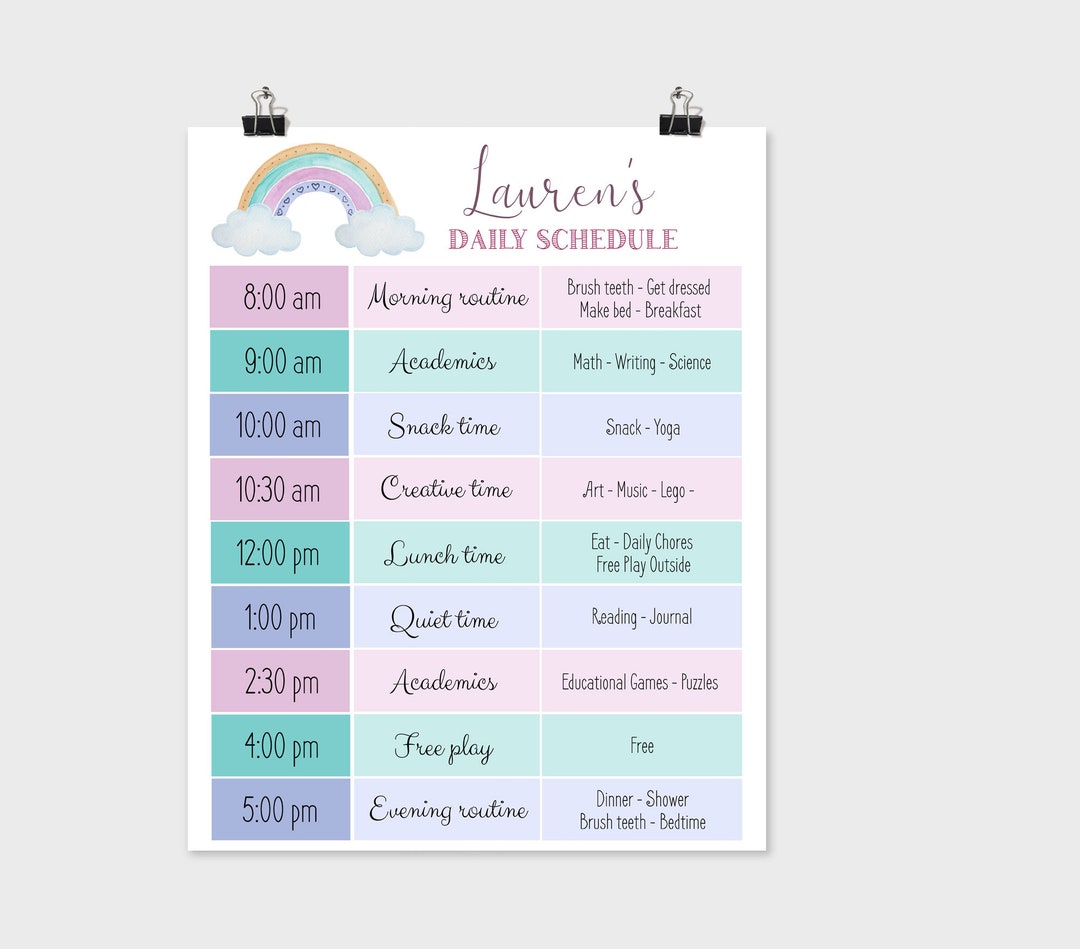 Editable Home School Daily Planner, Editable Daily Routine Schedule ...