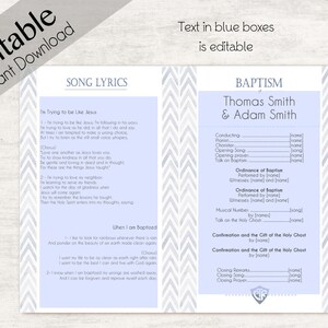 Baptism Program, Editable PDF, Twins, Two Names, Printable Digital ...