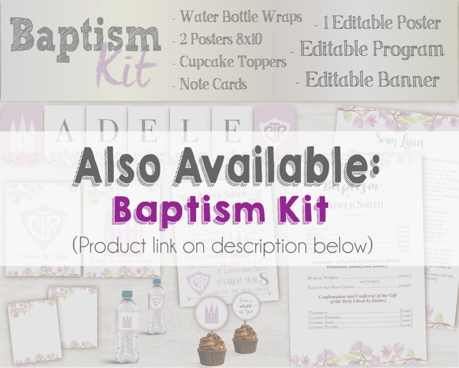 Baptism Program, Editable PDF, Printable Digital Handout Girl Baptism ...