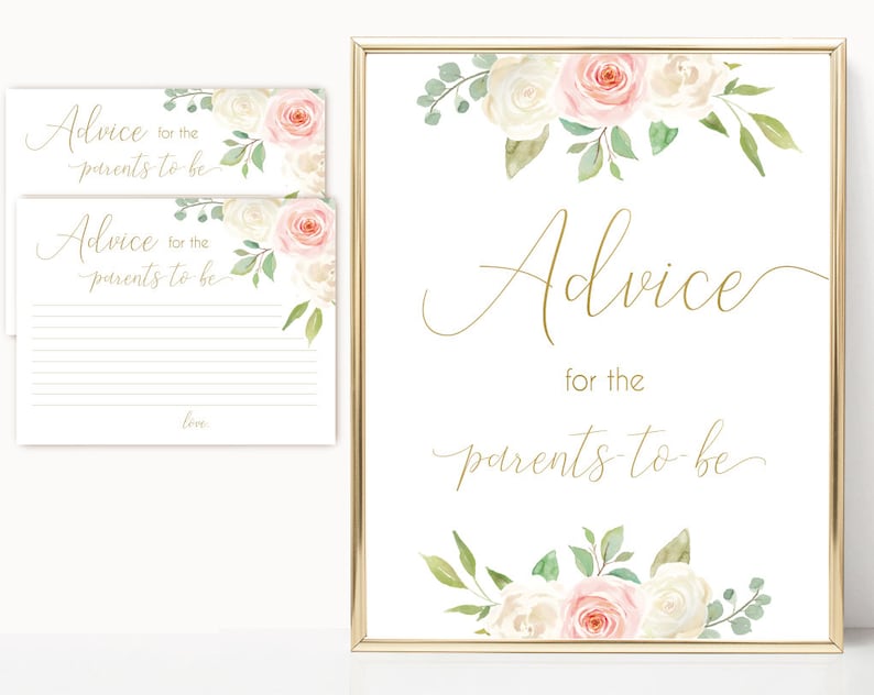 Advice for the Parents to Be Sign, Advice Cards, Baby Shower Sign ...