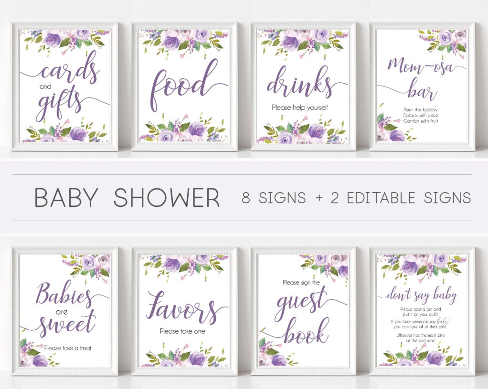 Baby Shower Sign, Baby Shower Sign Package Bundle, Printable Baby ...