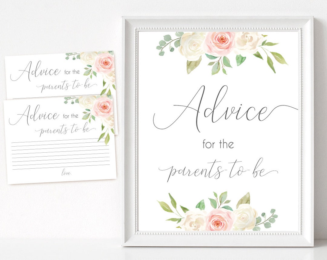 Advice for the Parents to Be Sign, Advice Cards, Baby Shower Sign ...
