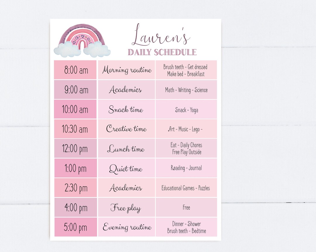Editable Home School Daily Planner, Editable Daily Routine Schedule ...