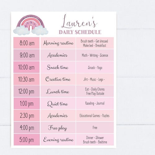Home School Daily Planner Editablerainbow Routine Schedule | Etsy