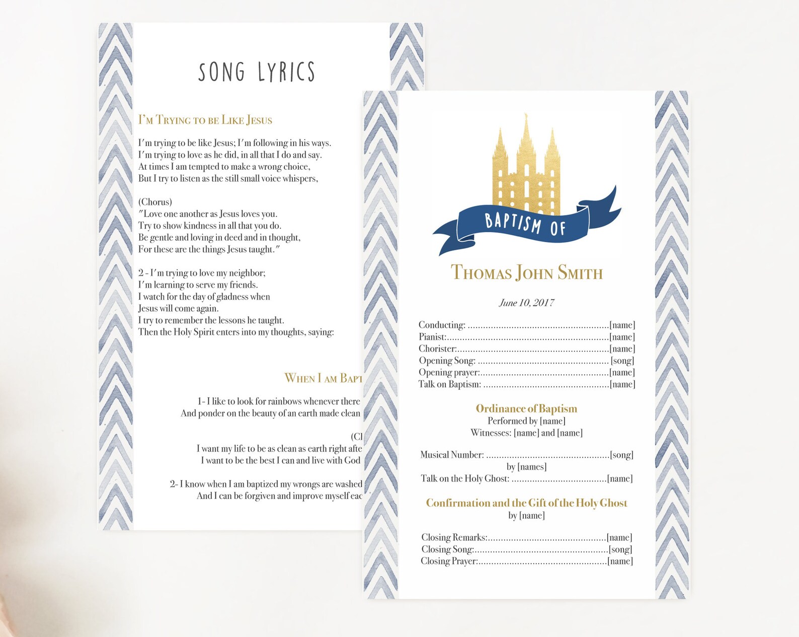 Baptism Program Editable PDF LDS Printable Digital Handout | Etsy