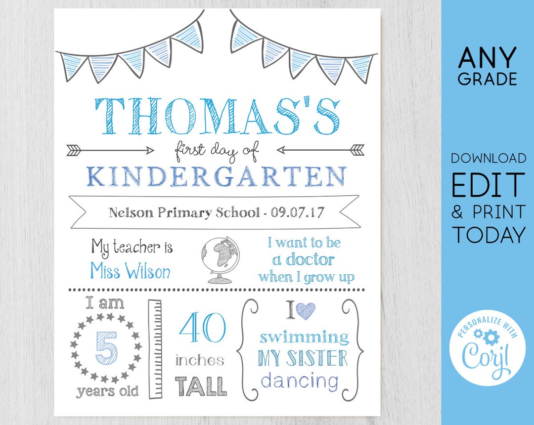 Editable Back to School Sign, First/last Day of School Sign, Printable ...