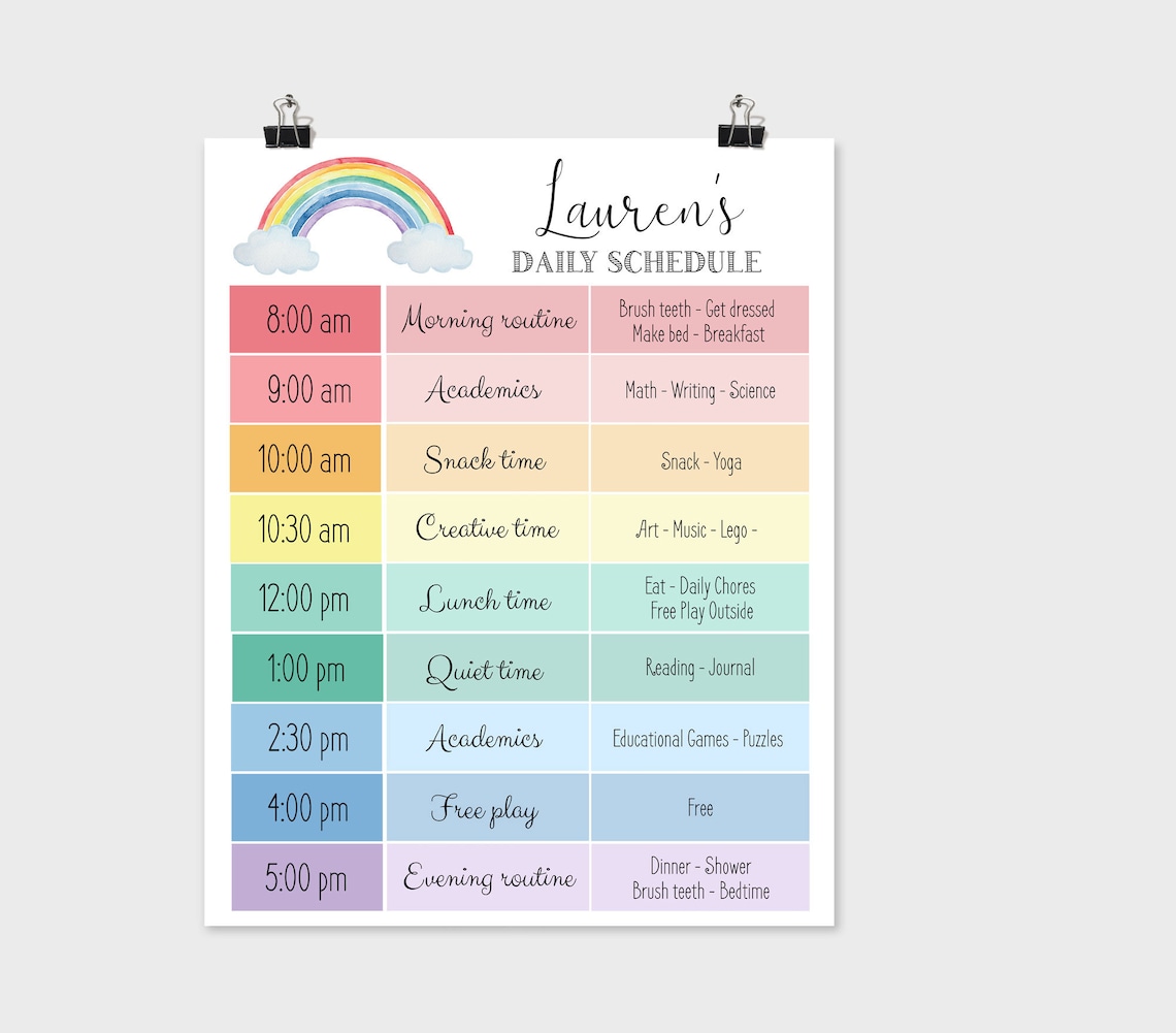 Editable Home School Daily Planner, Editable Daily Routine Schedule ...