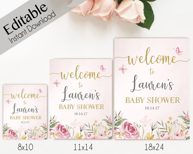 Welcome Sign Baby Shower Template Editable Baby Shower | Etsy