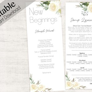 YW New Beginnings Program, Editable Program Young Women White Program, Instant Download, New ...