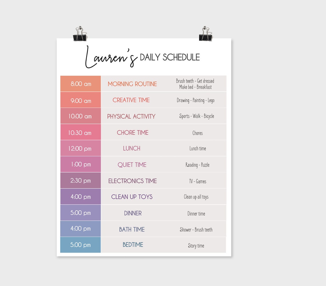 Editable Home School Daily Planner, Editable Daily Routine Schedule ...