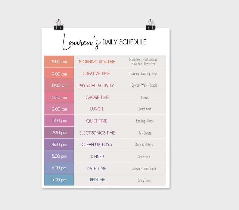 Editable Home School Daily Planner, Editable Daily Routine Schedule ...