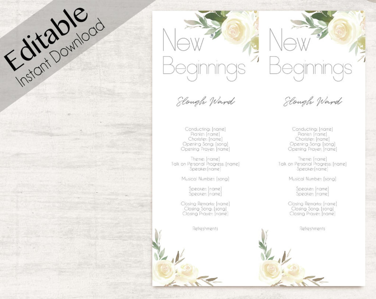 YW New Beginnings Program Editable Program Young Women White - Etsy