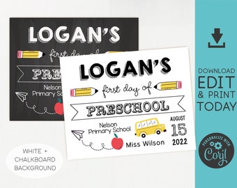 Back to School Sign First Day of School Sign Template Back - Etsy