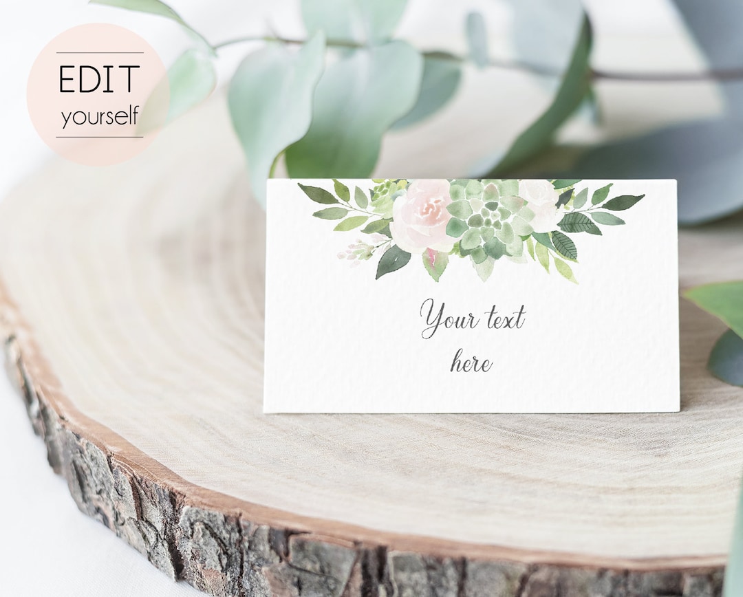 EDITABLE Tent Cards, Bridal Wedding Tent Cards, Printable, Succulent ...