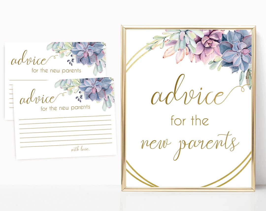 Editable Advice for the New Parents Sign, Editable Advice Cards, Baby ...